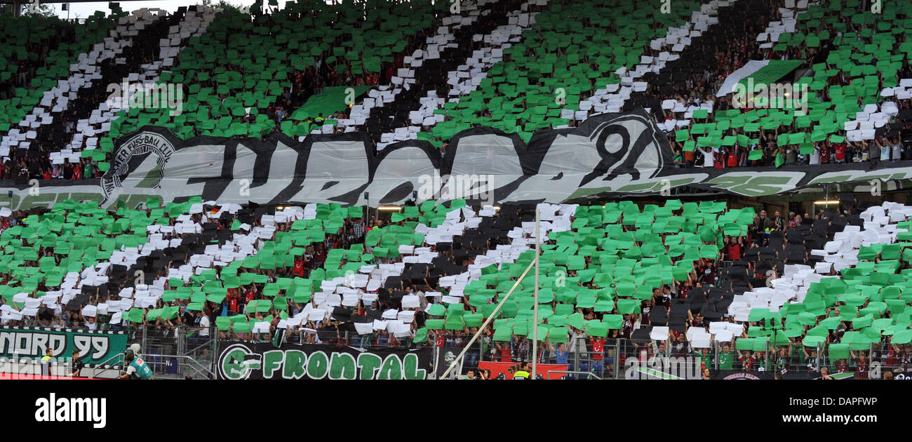 Hanover's fans form with their banners the word EUROPE before the 1st ...