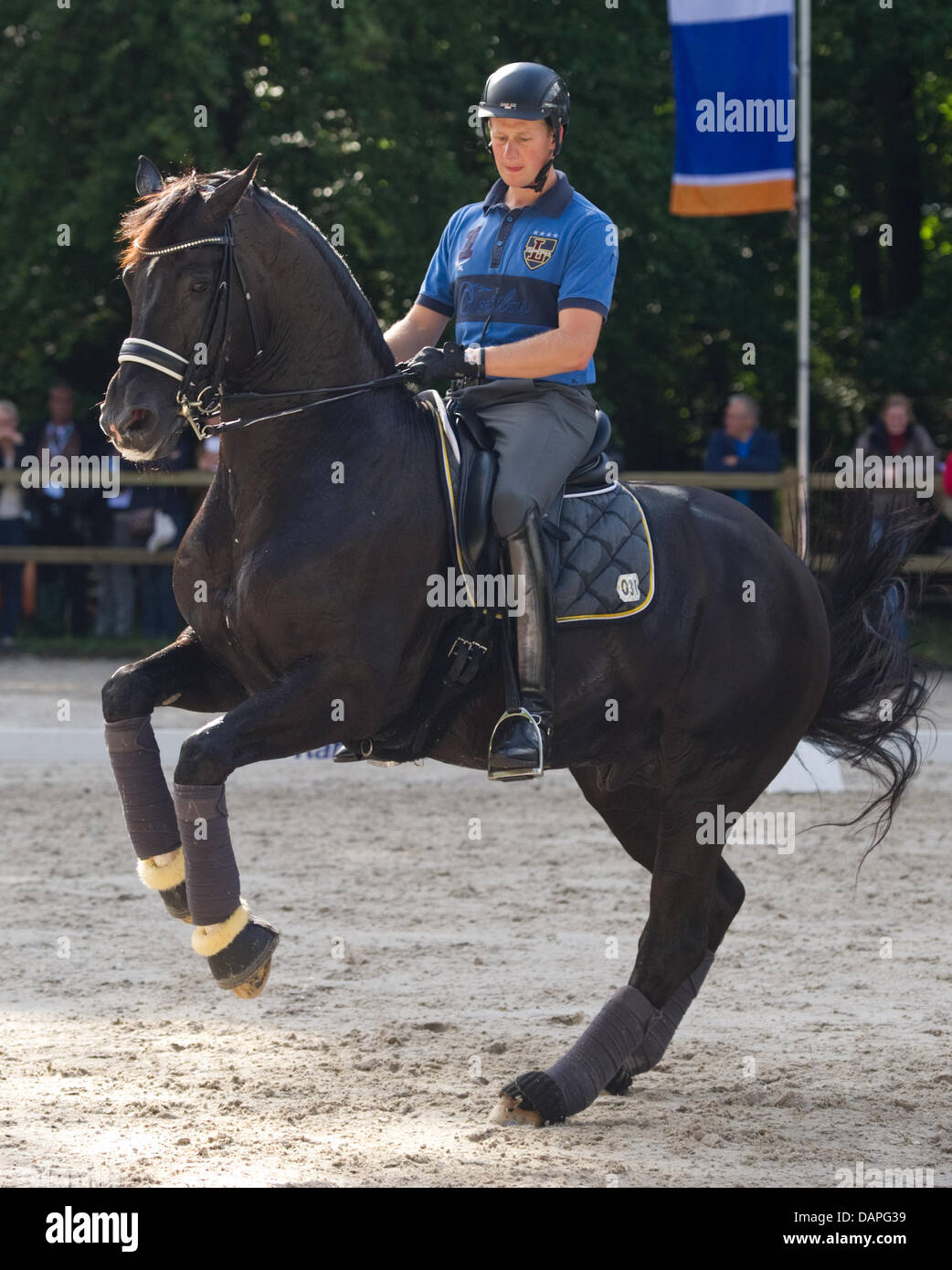 The German dressage rider Matthias Alexander Rath rides his horse ...