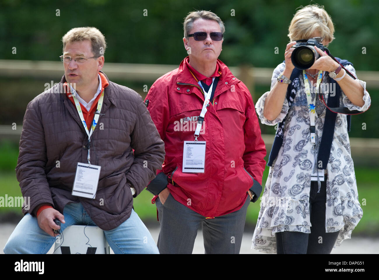 (l-r) Klaus Martin Rath, the German dressage rider coach Holger ...