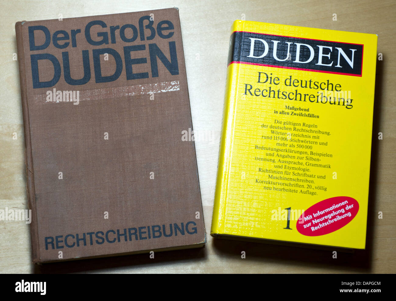 Two 'Duden' dictionaries, an edition from the GDR (L) and a pan-German ...