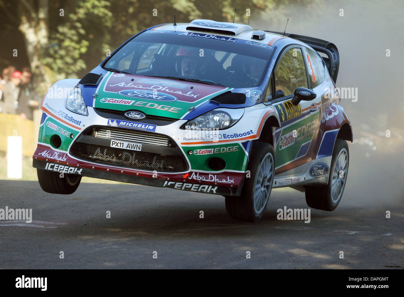 The Ford of the Finnish rallye driver Mikko Hirvonen and his co ...