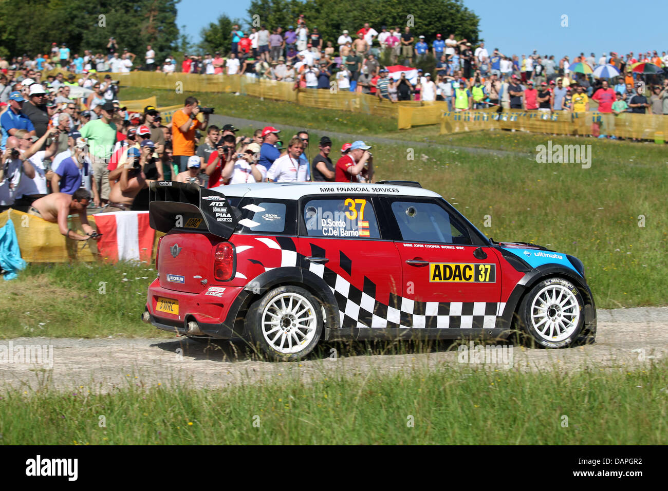 Spanish rally driver Daniel Sordo Castillo and his spanish co-pilot ...