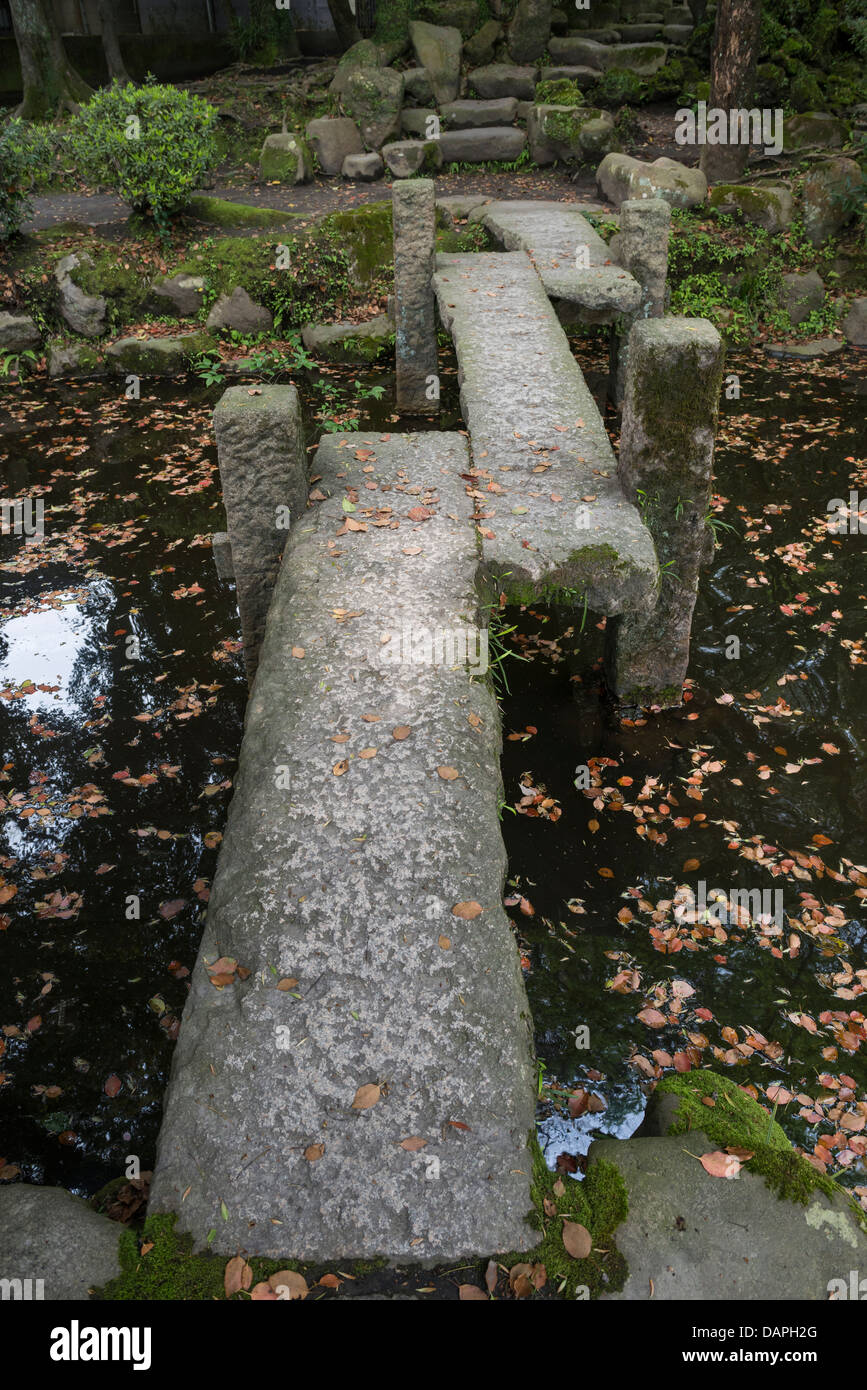 Footbridge over a Stream in Shiroyama Park, Kagoshima Japan Stock Photo ...