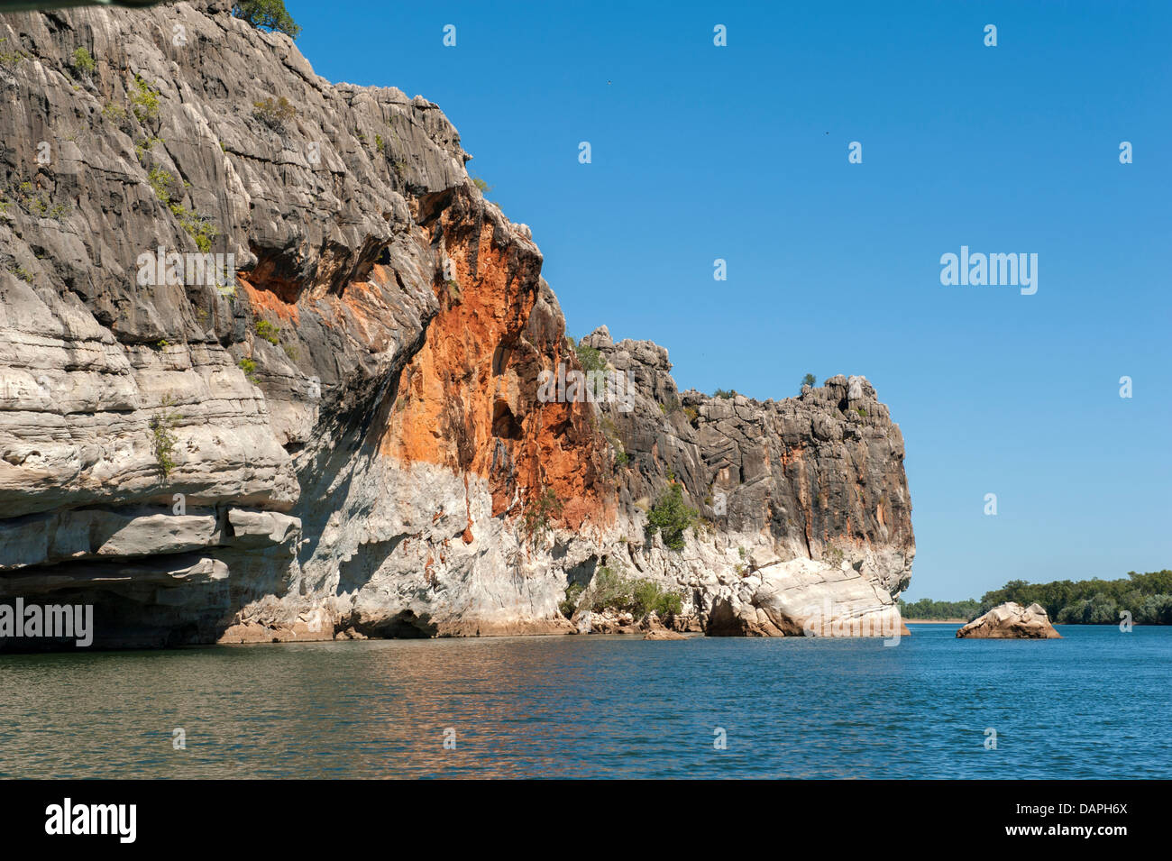 The Devonian limestone cliffs of Geiki Gorge, formed by the Fitzroy ...