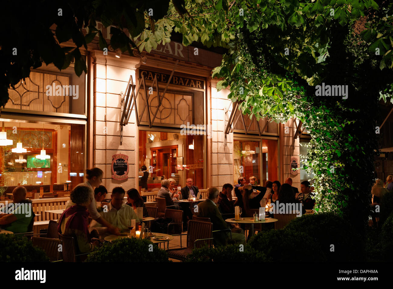 Austria, Salzburg, People in Cafe Bazar at Elisabethkai Stock Photo - Alamy