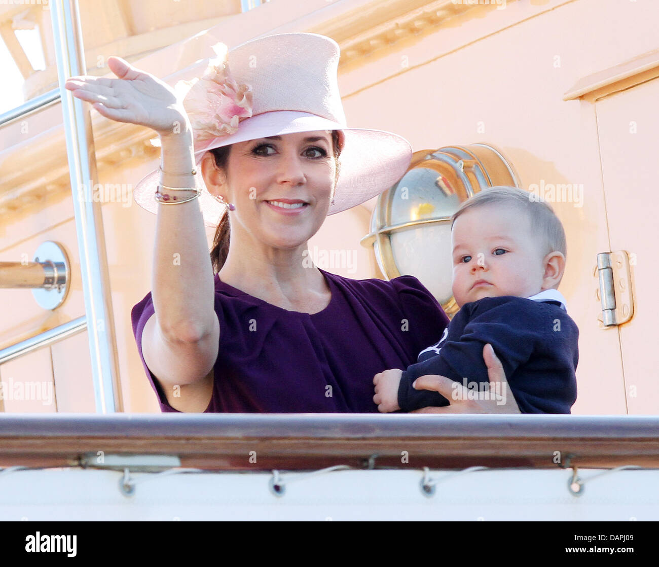 Danish Crown Princess Mary arrives with Prince Vincent on 22 August ...
