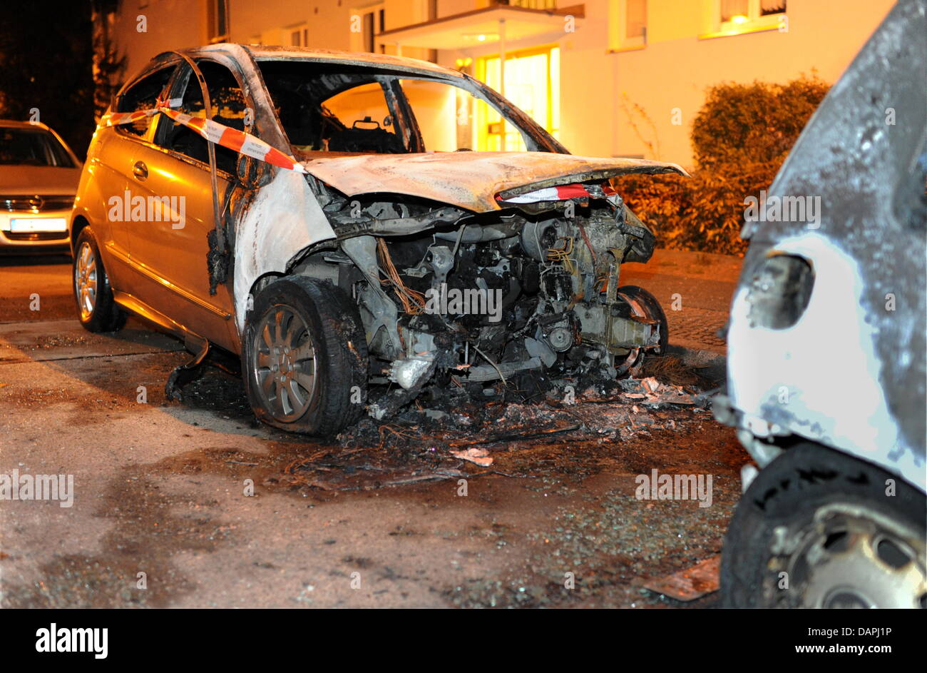 Two police cars on fire hi-res stock photography and images - Alamy