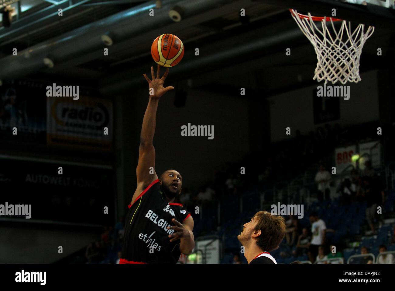 Belgium's national basketball player Didier Mbenga-Illunda throws the ...