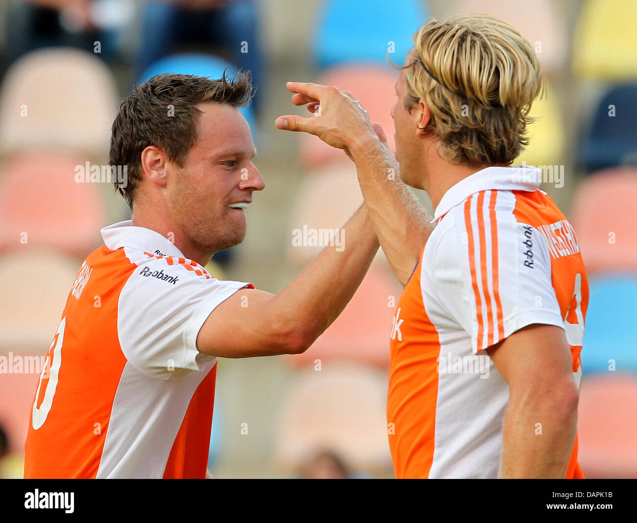 Taeke Taekema (L) from the Netherlands celebrates after his goal with ...