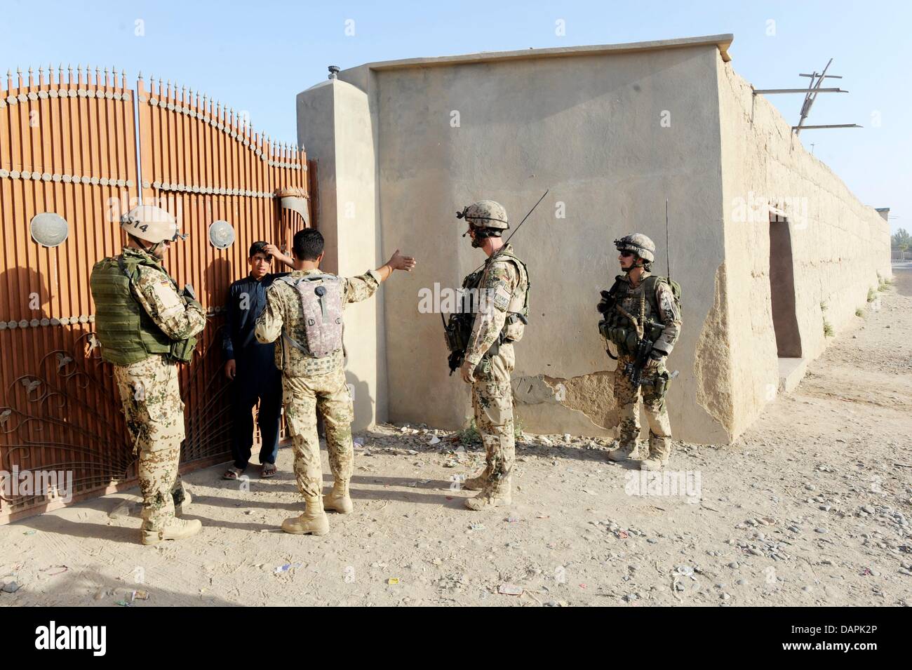 German Federal Armed soldier patrol the district of Charrah Darreh ...