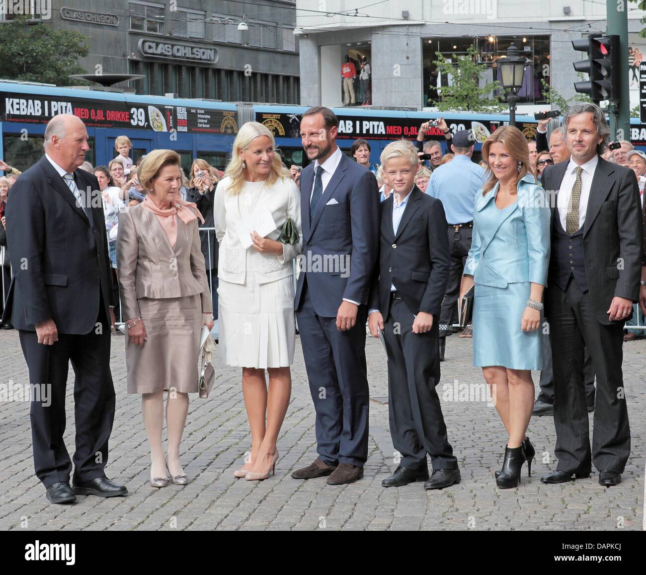 Norway's King Harald, Queen Sonja, Princess Mette-Marit, Crown Prince Haakon and Mette-Marit's ...