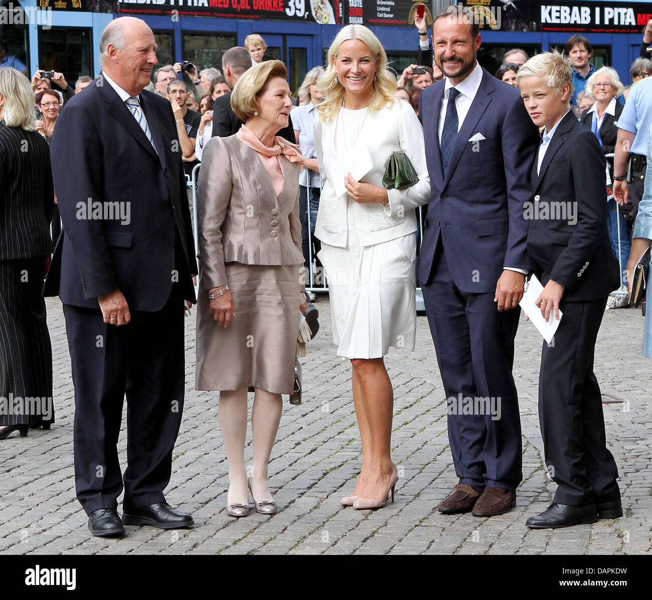 Norway's King Harald, Queen Sonja, Princess Mette-Marit, Crown Prince Haakon and Mette-Marit's ...
