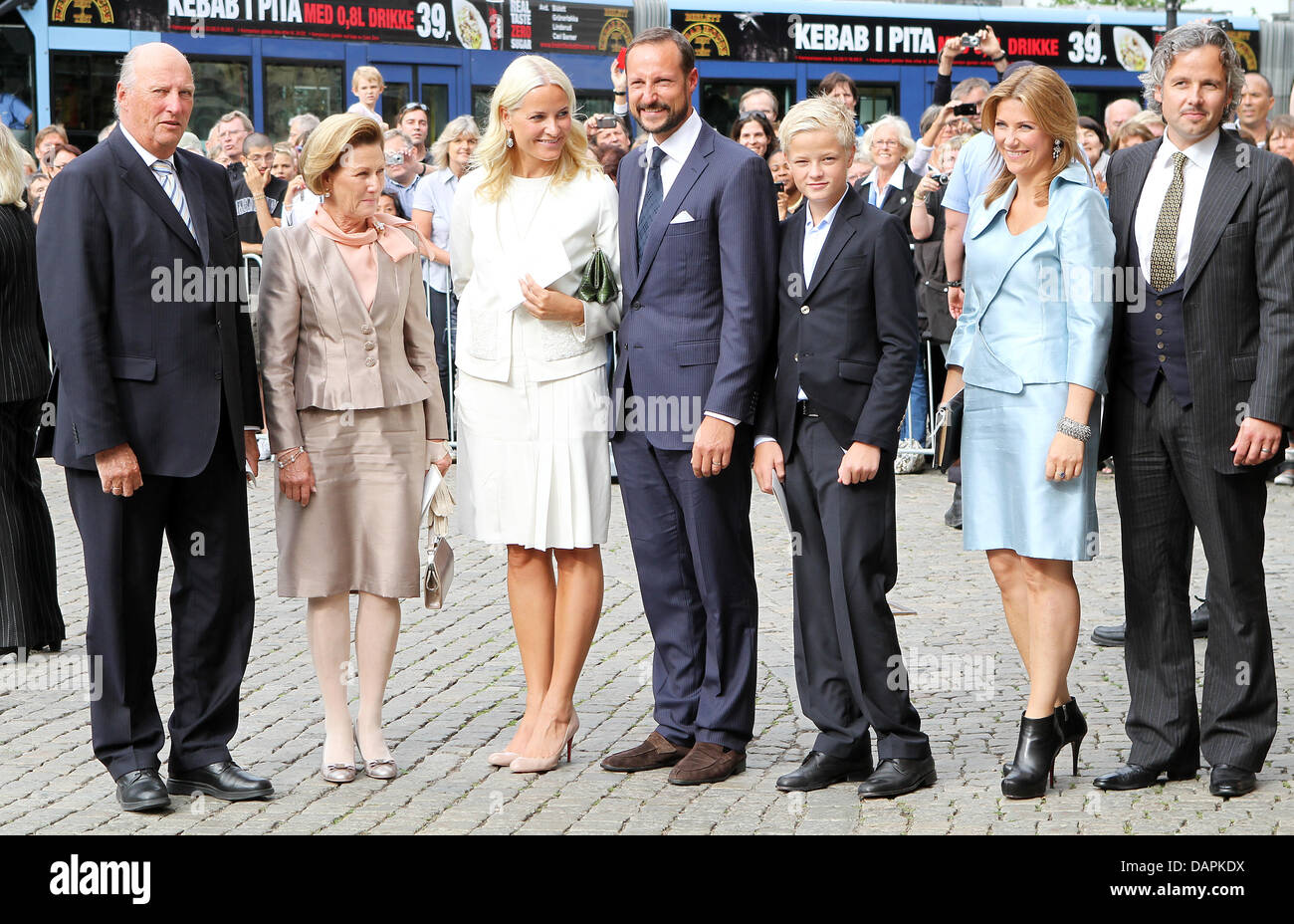 Norway's King Harald, Queen Sonja, Princess Mette-Marit, Crown Prince Haakon and Mette-Marit's ...