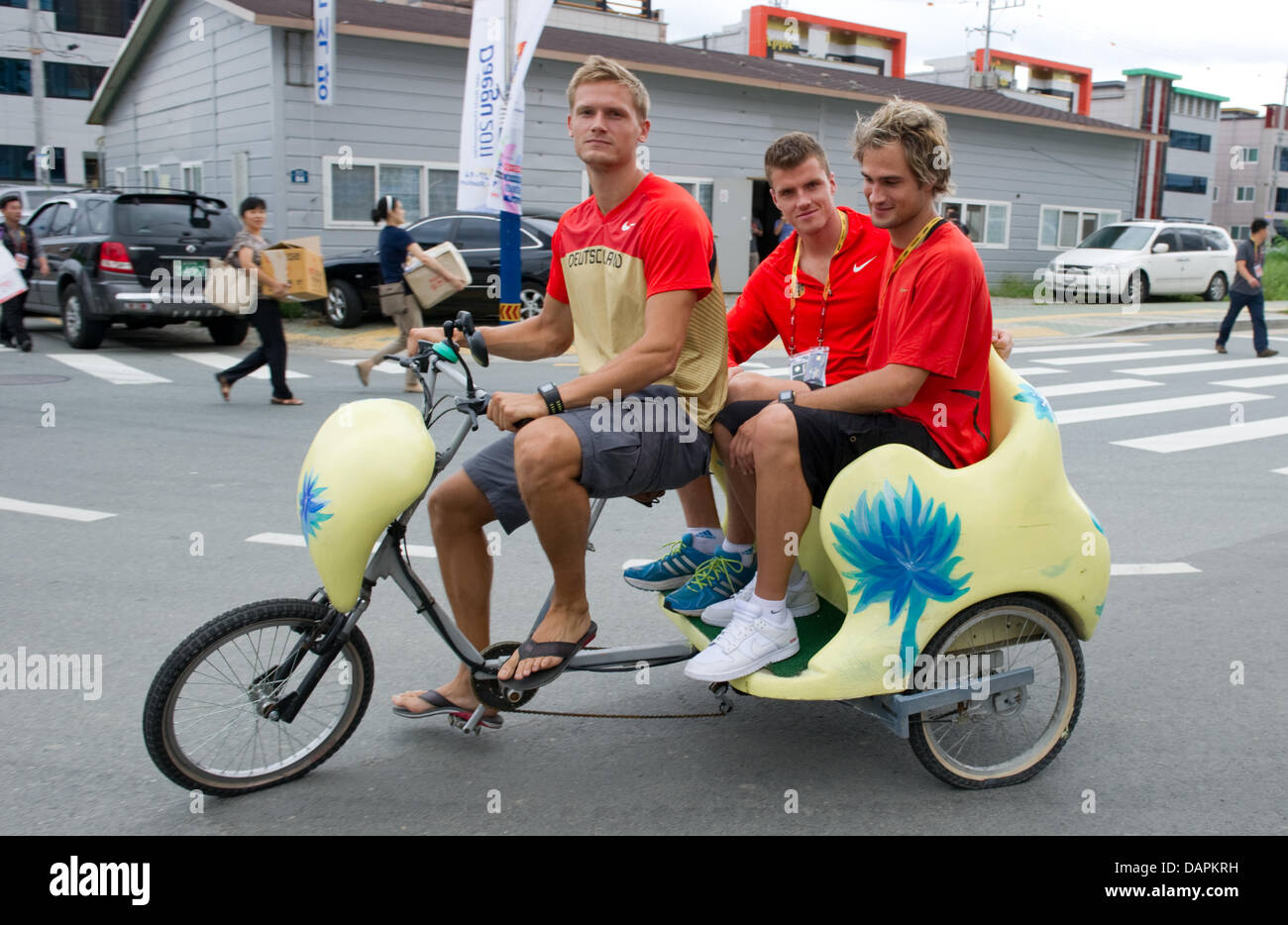German decathletes Pascal Behrenbruch, Rico Freimuth and Jan Felix ...
