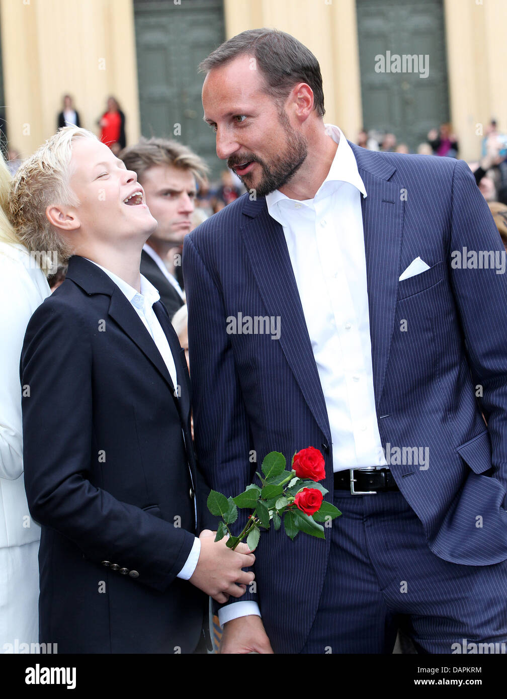 Norwegian Crown Princess Mette-Marit's son Marius (L) and Norways Crown ...