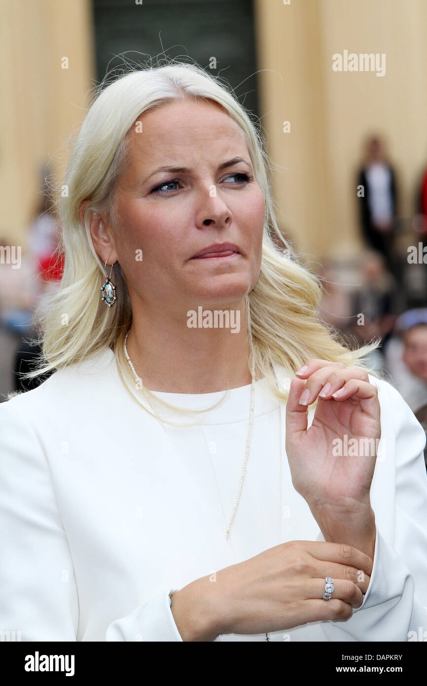 Norwegian Crown Princess Mette-Marit attends the celebrations on the ...