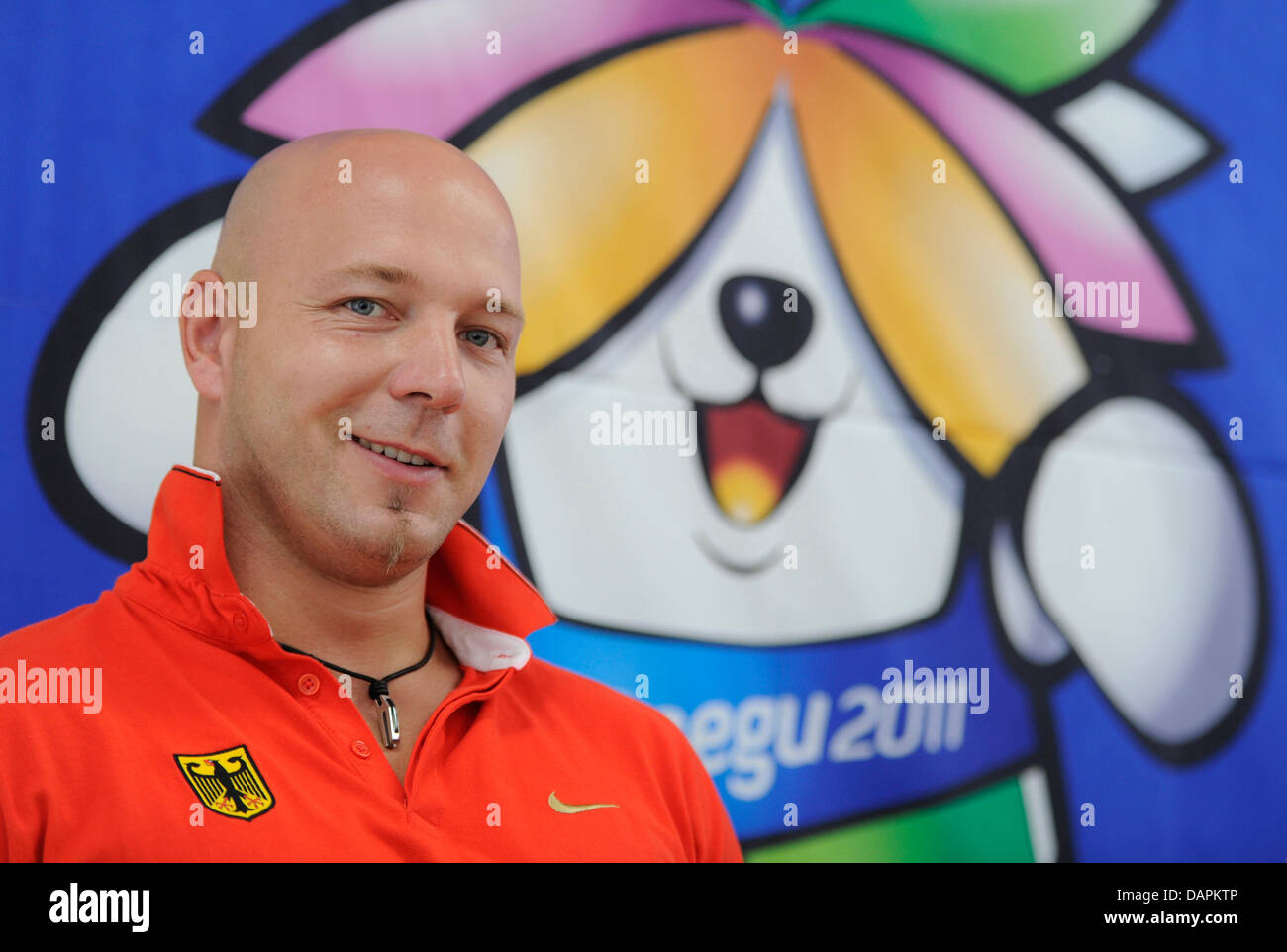 German hammer thrower Markus Esser seen at a press conference of the ...