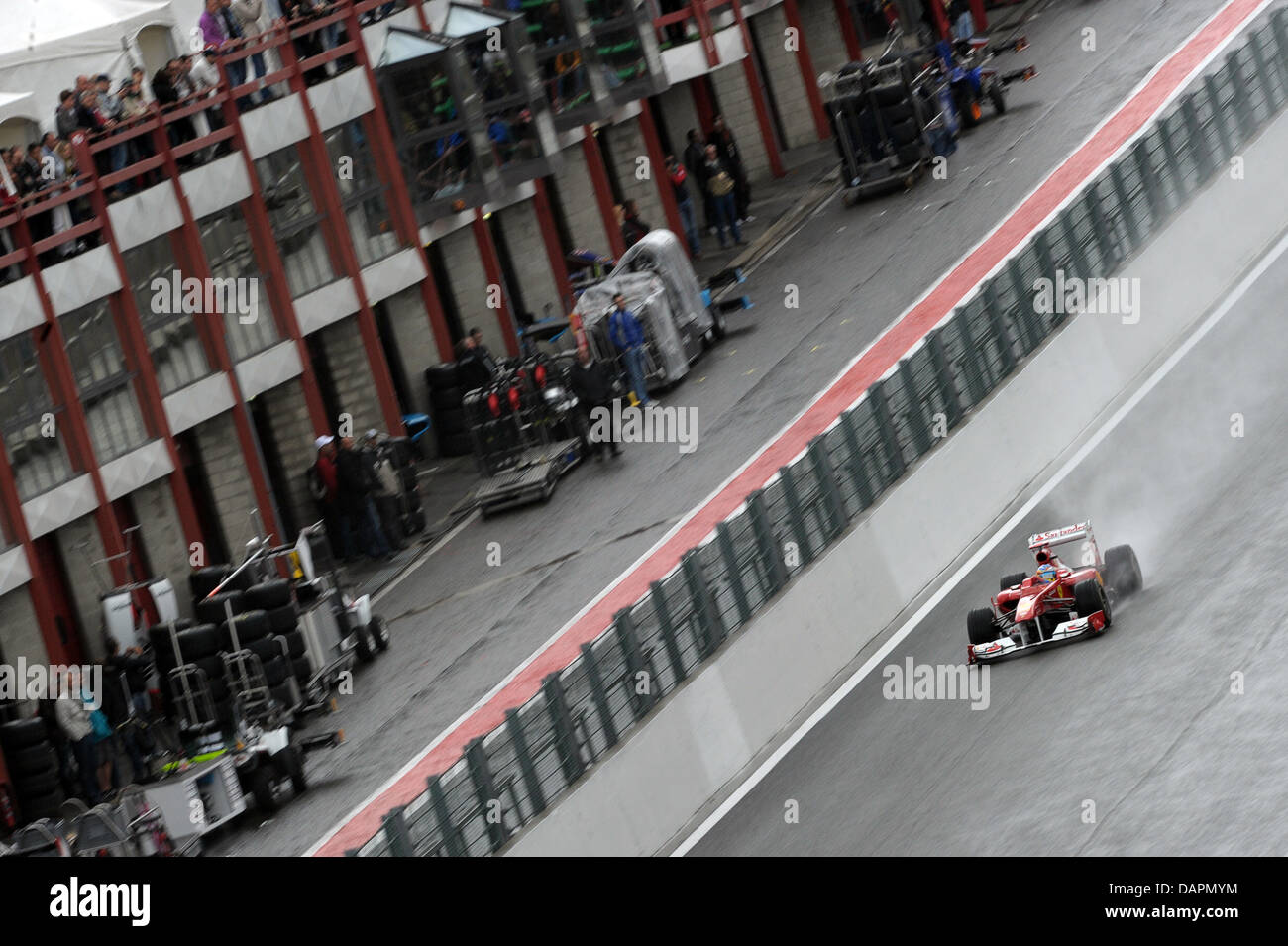 Spanish Formula One driver Fernando Alonso of Ferrari steers his car ...