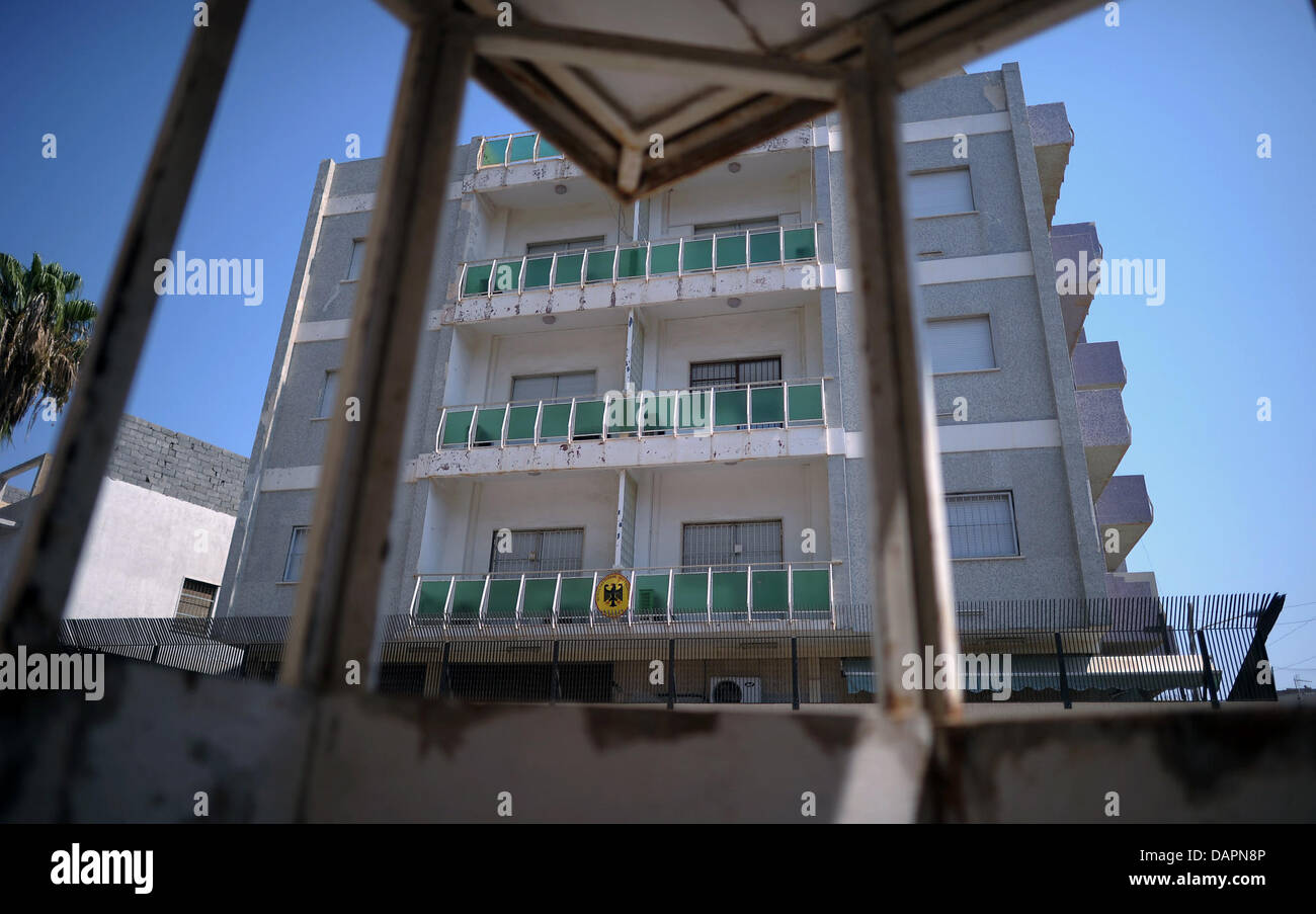 The closed German embassy in Tripoli, Libya, pictured on 27 August 2011 ...