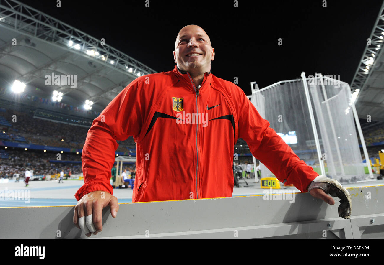 Markus Esser of Germany reacts in the men's Hammer Throw qualification ...