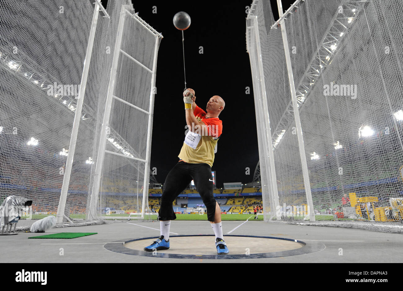 Markus Esser of Germany competes in the men's Hammer Throw ...