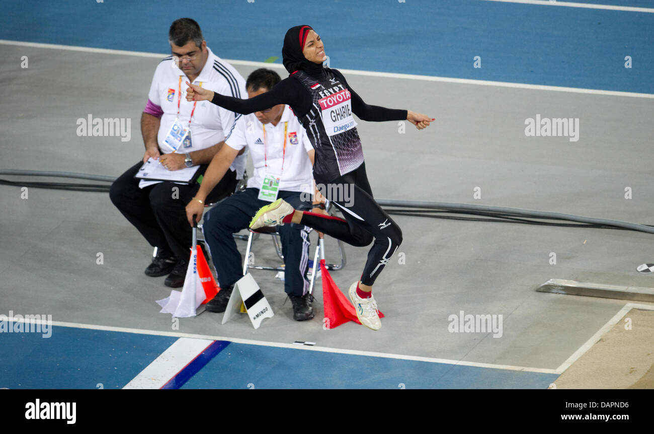 Enas Gharib of Egypt competes in the Women's Long Jump qualification of ...