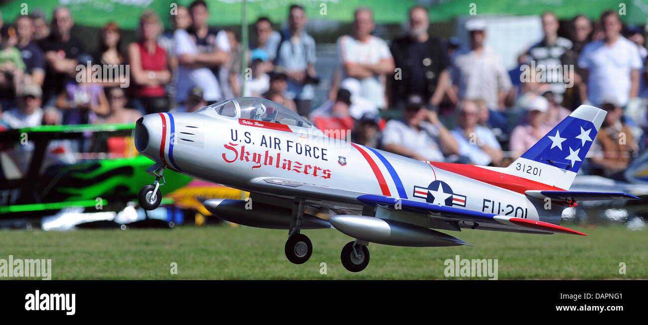 A model airplane is presented at the 13th international large model ...