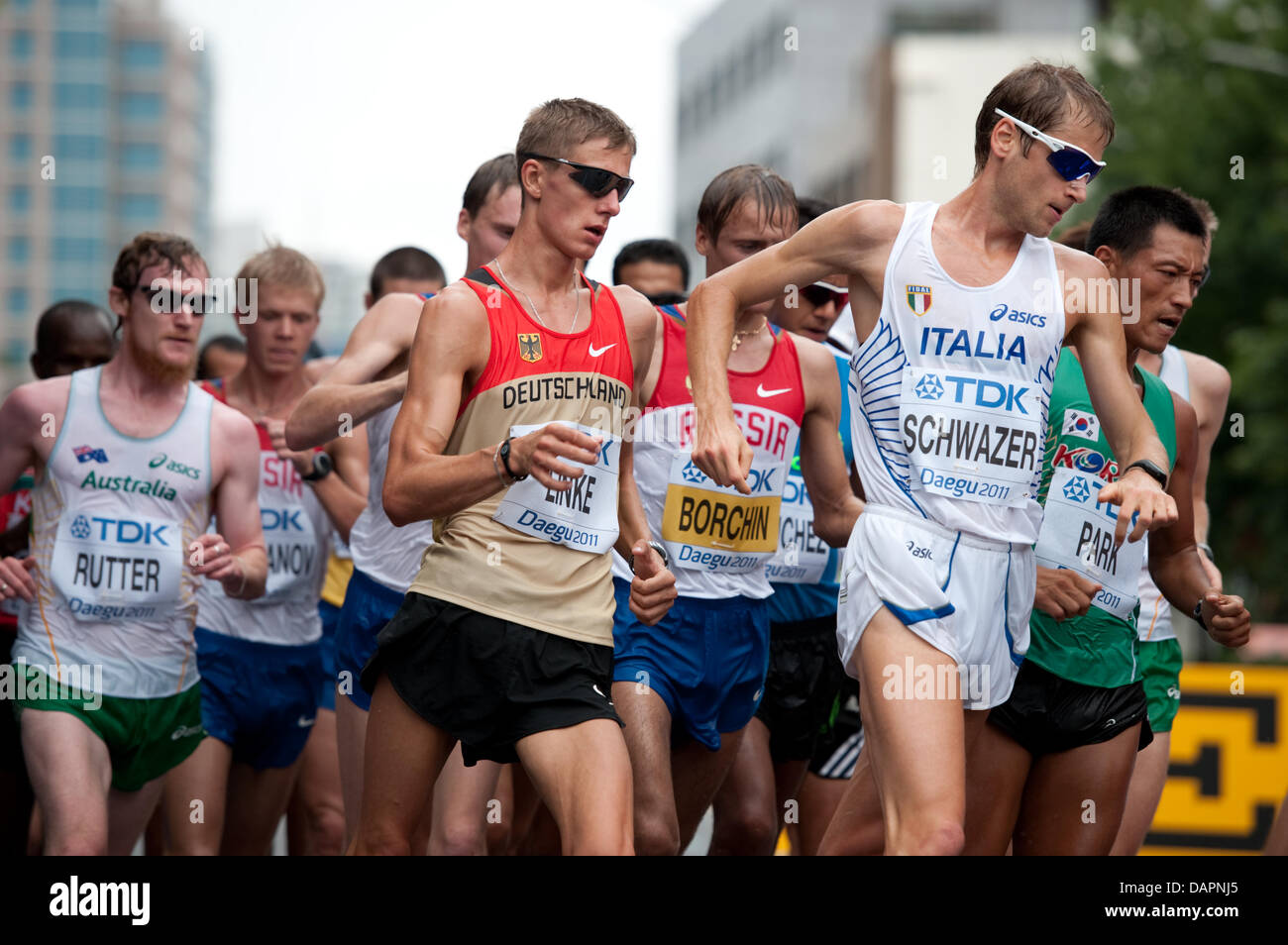 Christopher Linke (M) of Germany competes at the Men's 20 kilometre ...