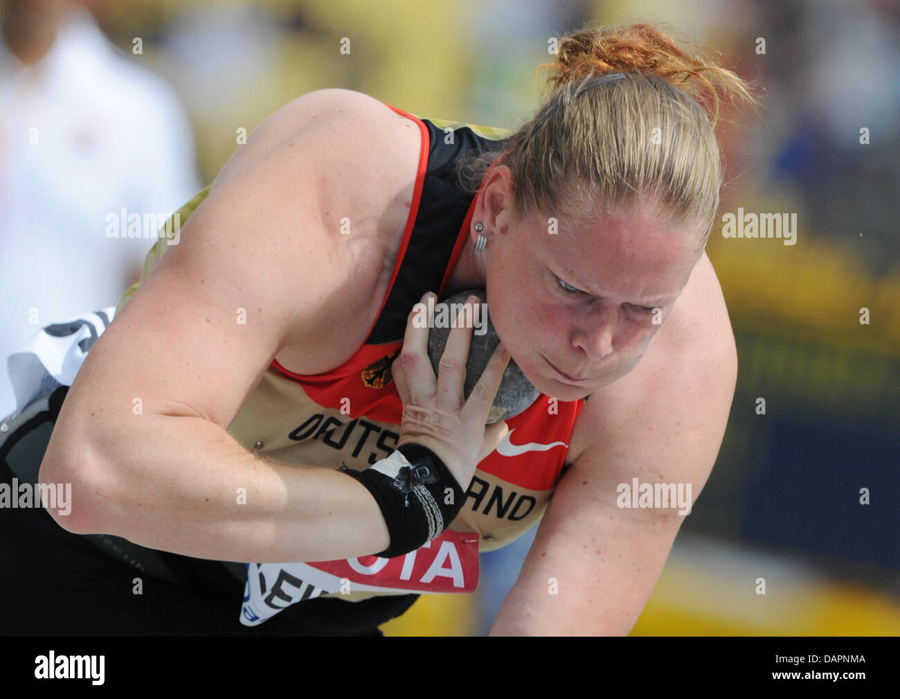 Nadine Kleinert of Germany competes in the Women's Shot Put ...