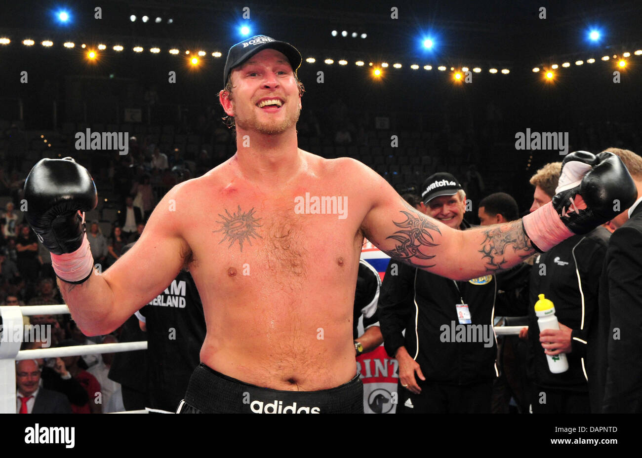 Boxing professional Robert Helenius from Finland celebrates his win in ...