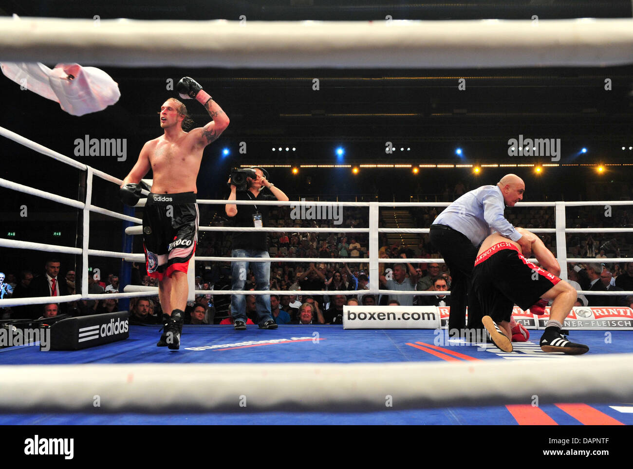 Boxing professional Robert Helenius from Finland celebrates his win in ...