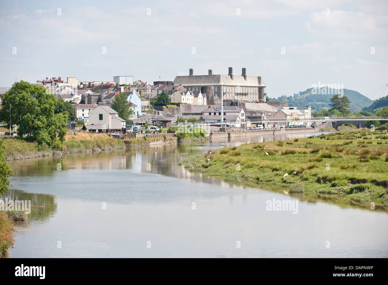 General view of Carmarthen, Carmarthenshire, Wales, taken from Pont ...