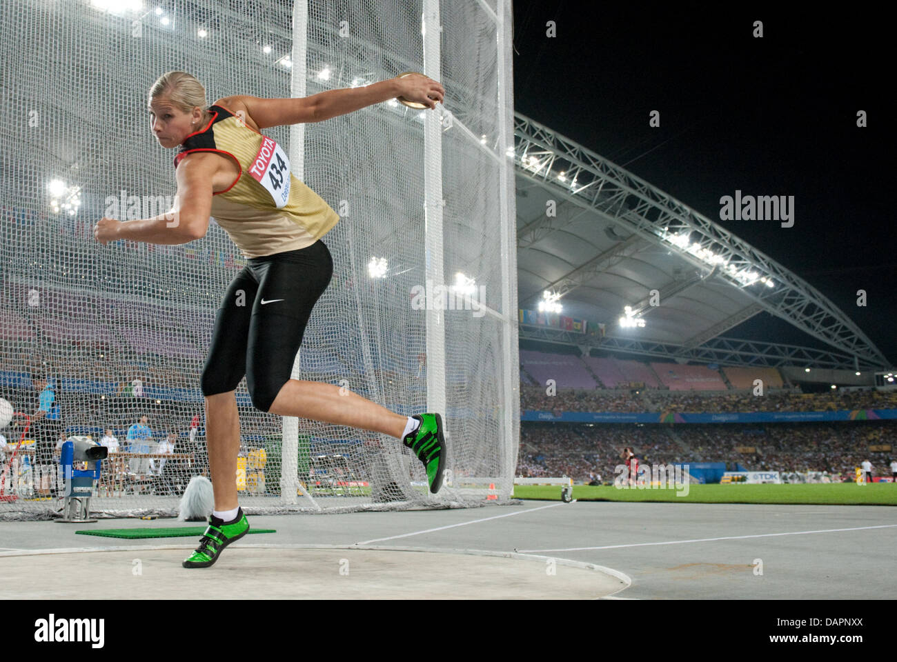 Nadine Müller of Germany competes in the Women's Discus final at the ...
