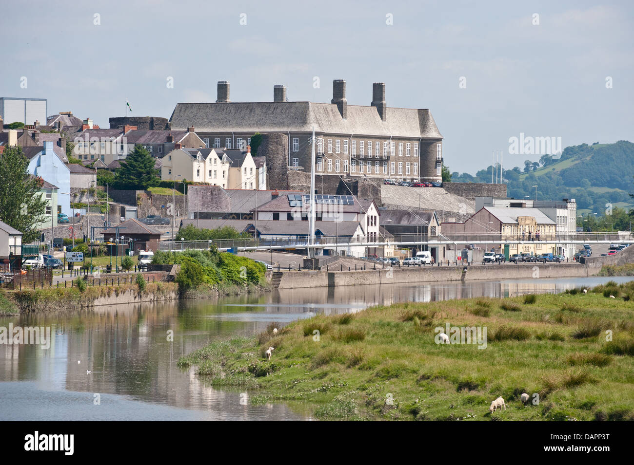 General view of Carmarthen, Carmarthenshire, Wales, taken from Pont ...