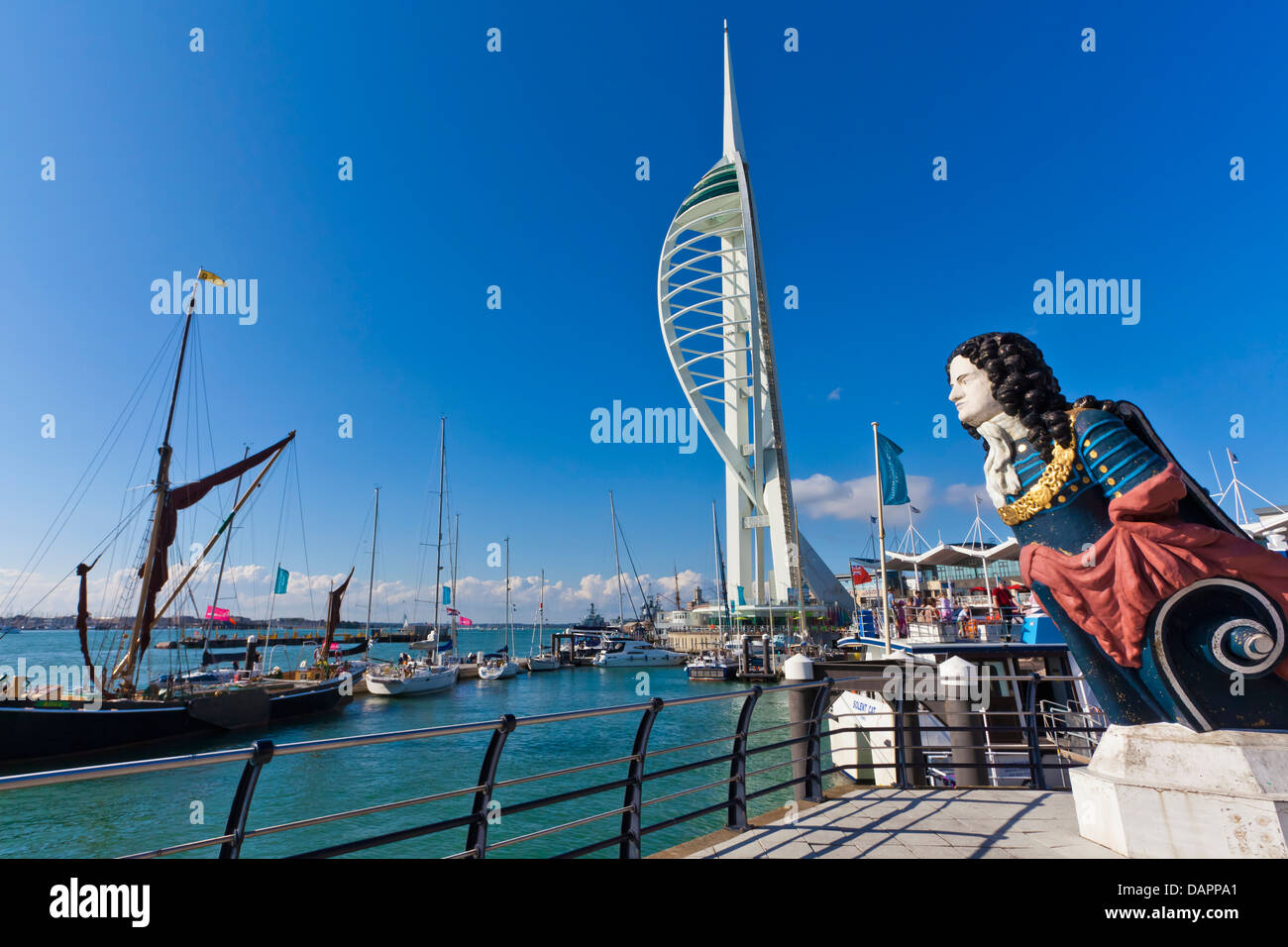 England, Hampshire, Portsmouth, View of Spinnaker Tower with Admiral ...