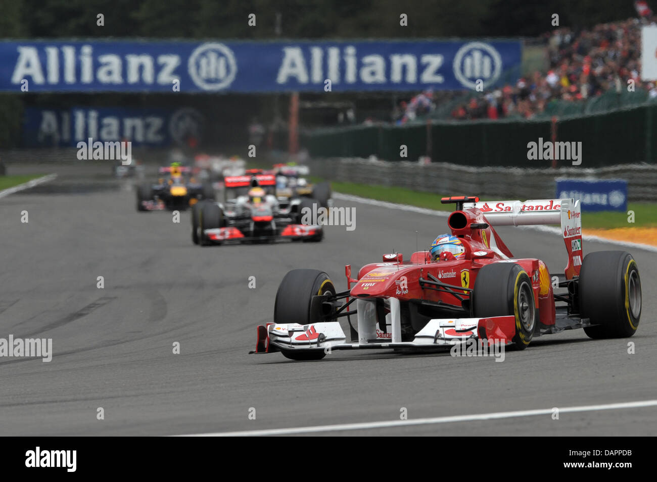 Spanish Formula One driver Fernando Alonso of Ferrari steers his car ...