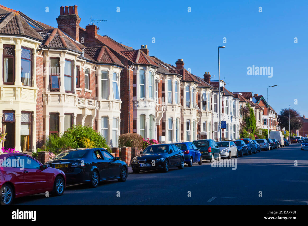 England, Hampshire, Portsmouth, Rows of houses at Festing Road Stock ...