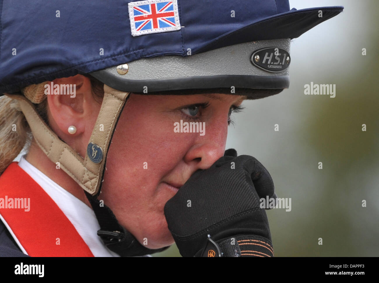 British eventing equestrian Nicola Wilson gestures after her final ...