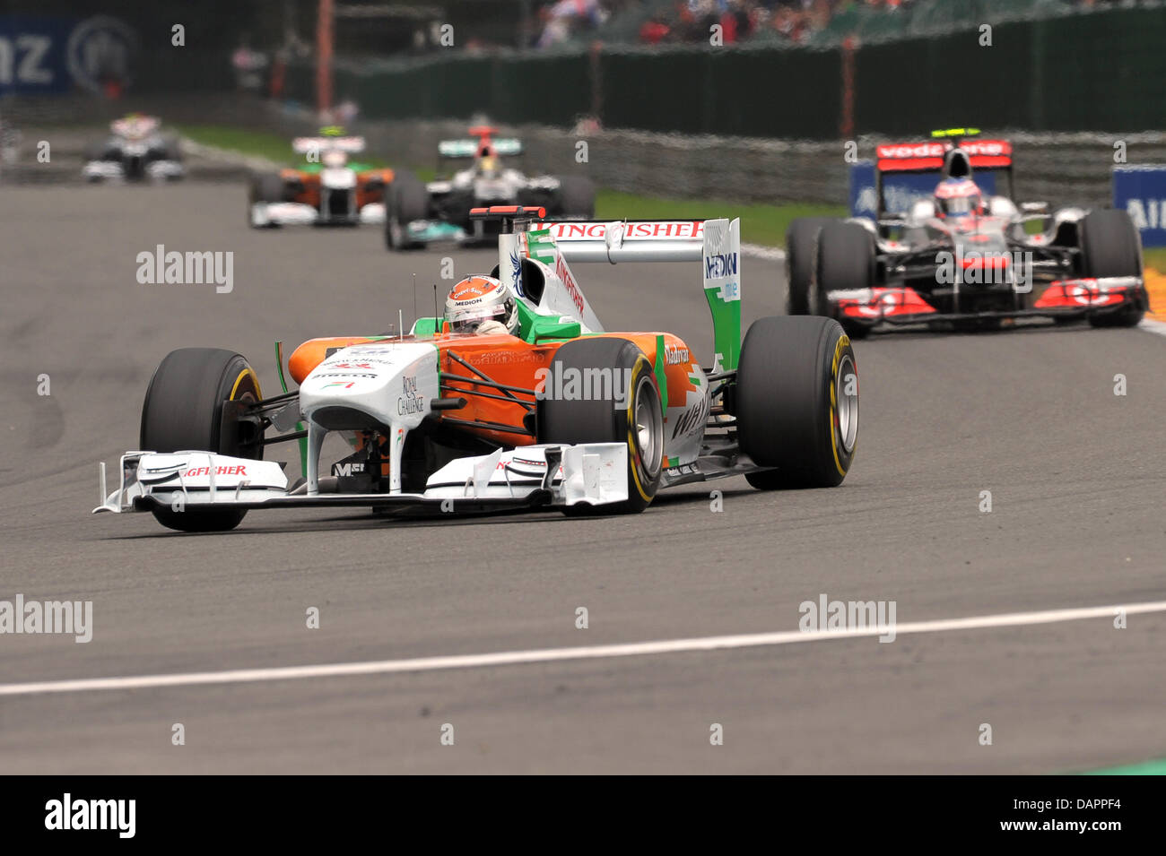 German Formula One driver Adrian Sutil of Force India steers his car ...