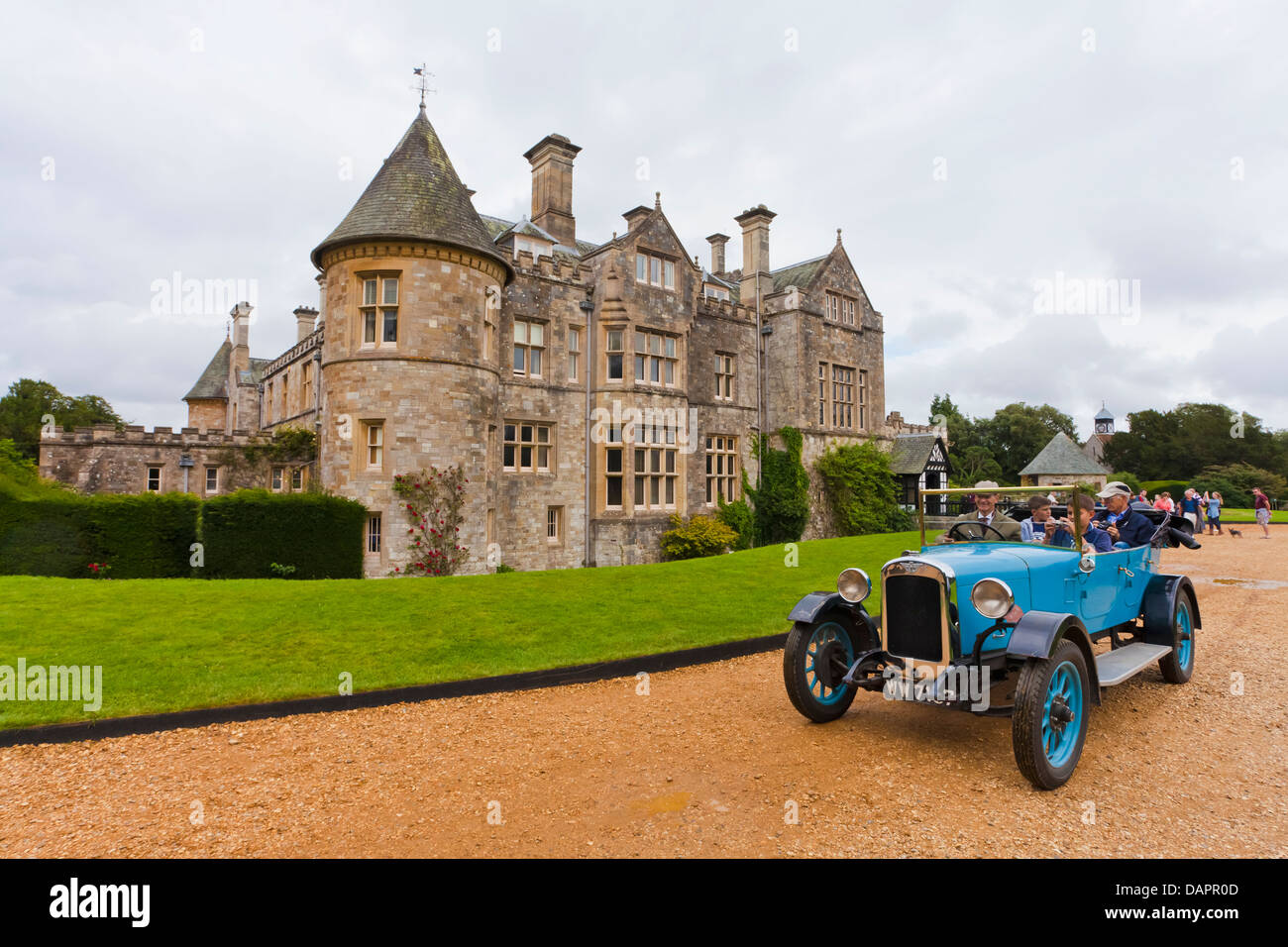 England, Hampshire, Vintage car at Beaulieu Palace House Stock Photo ...