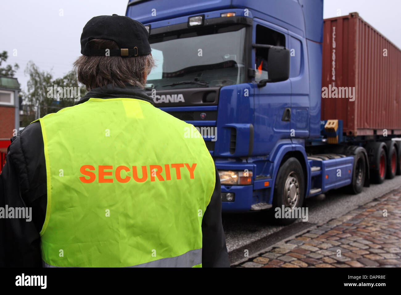 A security officer watches the processings at a customs checkpoint in ...