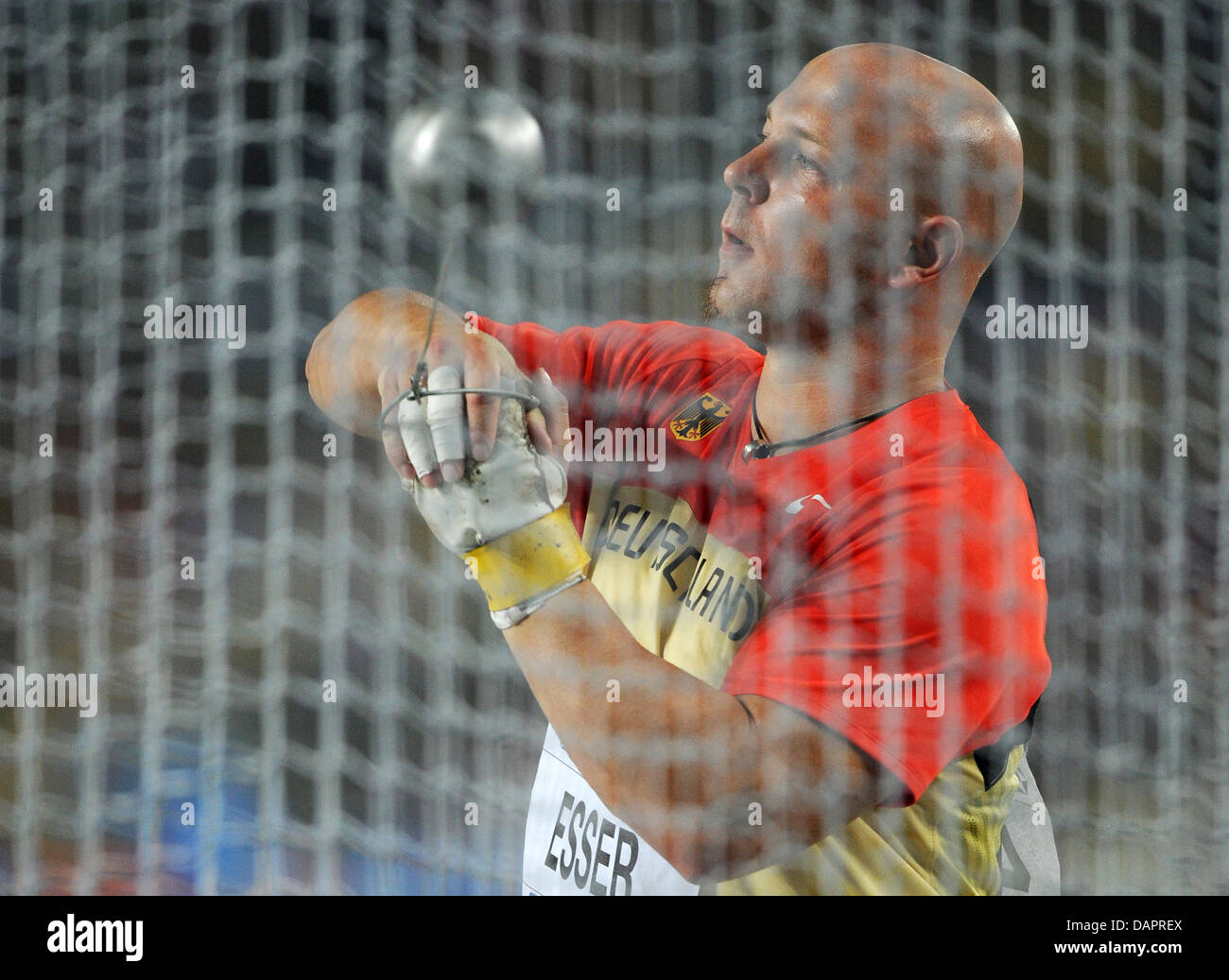 Markus Esser of Germany competes in Hammer Throw final at the 13th IAAF ...