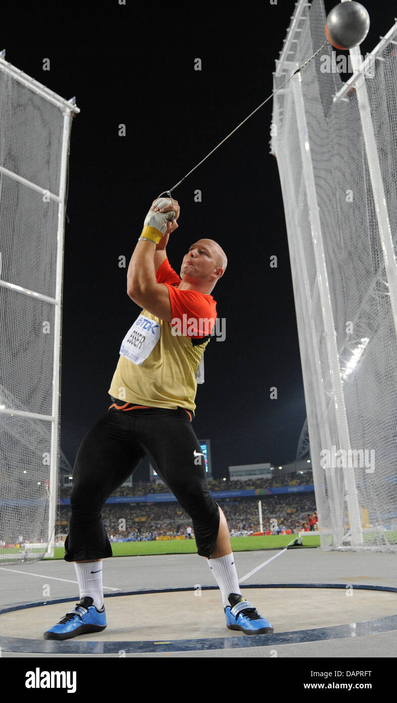 Markus Esser of Germany competes in Hammer Throw final at the 13th IAAF ...