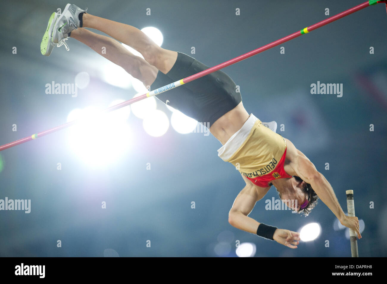Malte Mohr of Germany competes in the Men's Pole Vault final at the ...