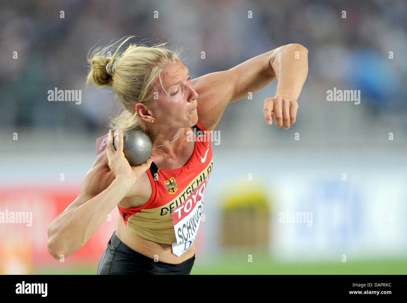 Lilli Schwarzkopf of Germany competes in the Shot Put event of the ...
