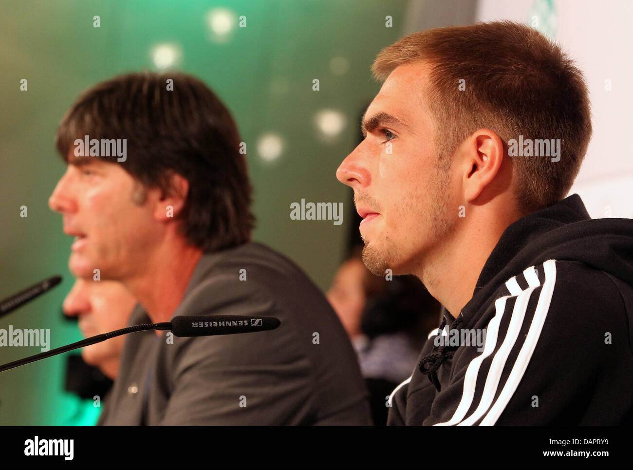 German national coach Joachim Loew (L) and leader of the German ...