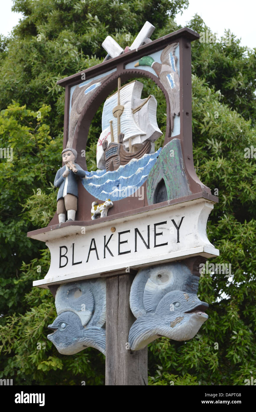 Blakeney village sign, Norfolk Stock Photo - Alamy