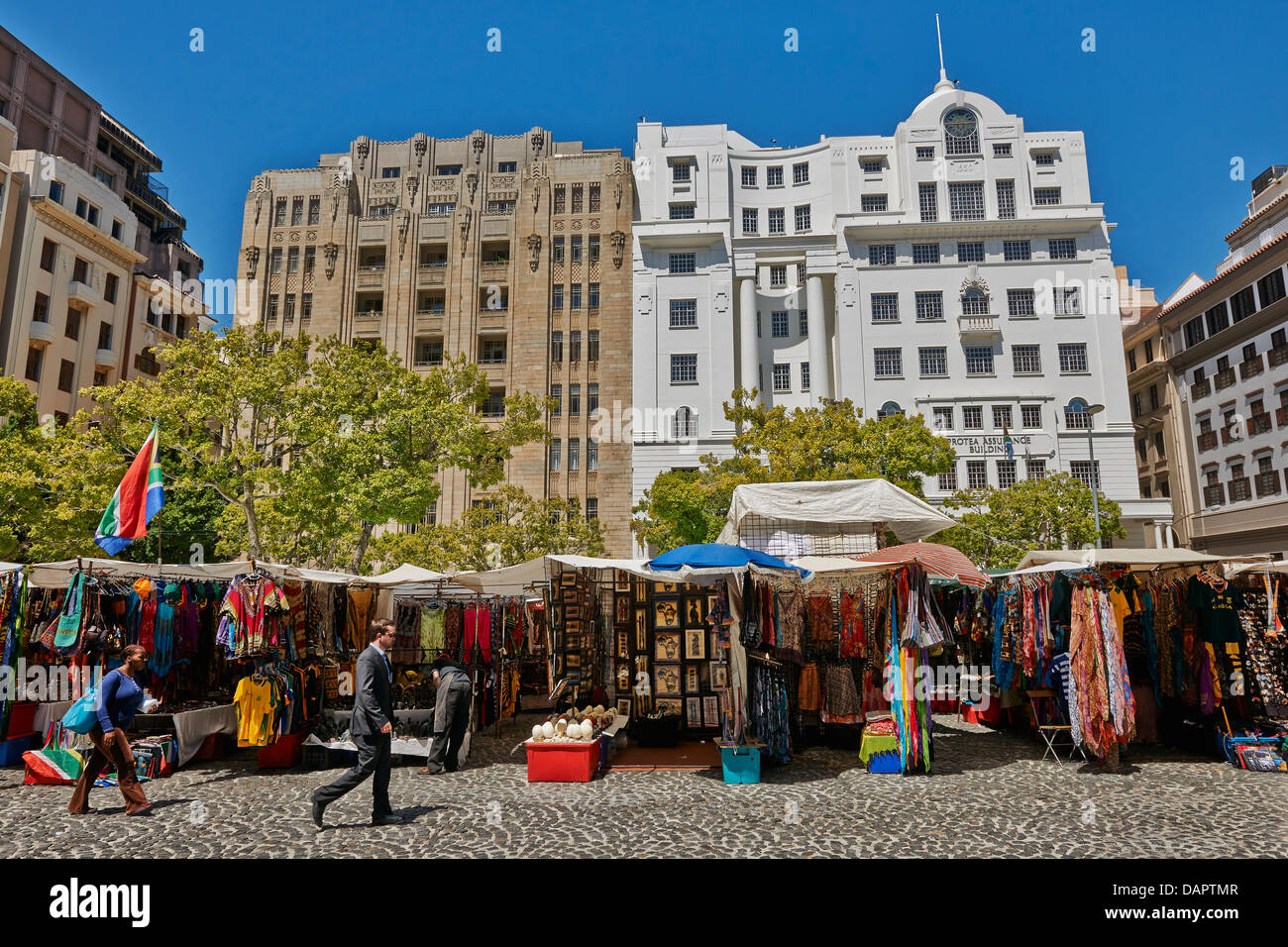 market stalls with crafts and souveniers on Greenmarket Square, Cape ...