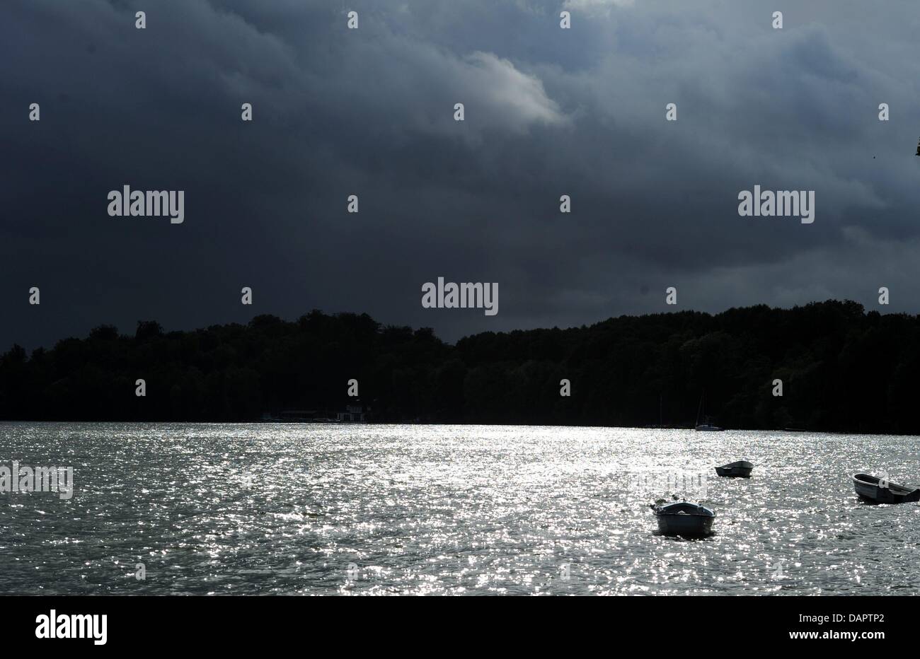 Dramatic cloud formations are seen above Lake Ploen in Ploen, Germany ...