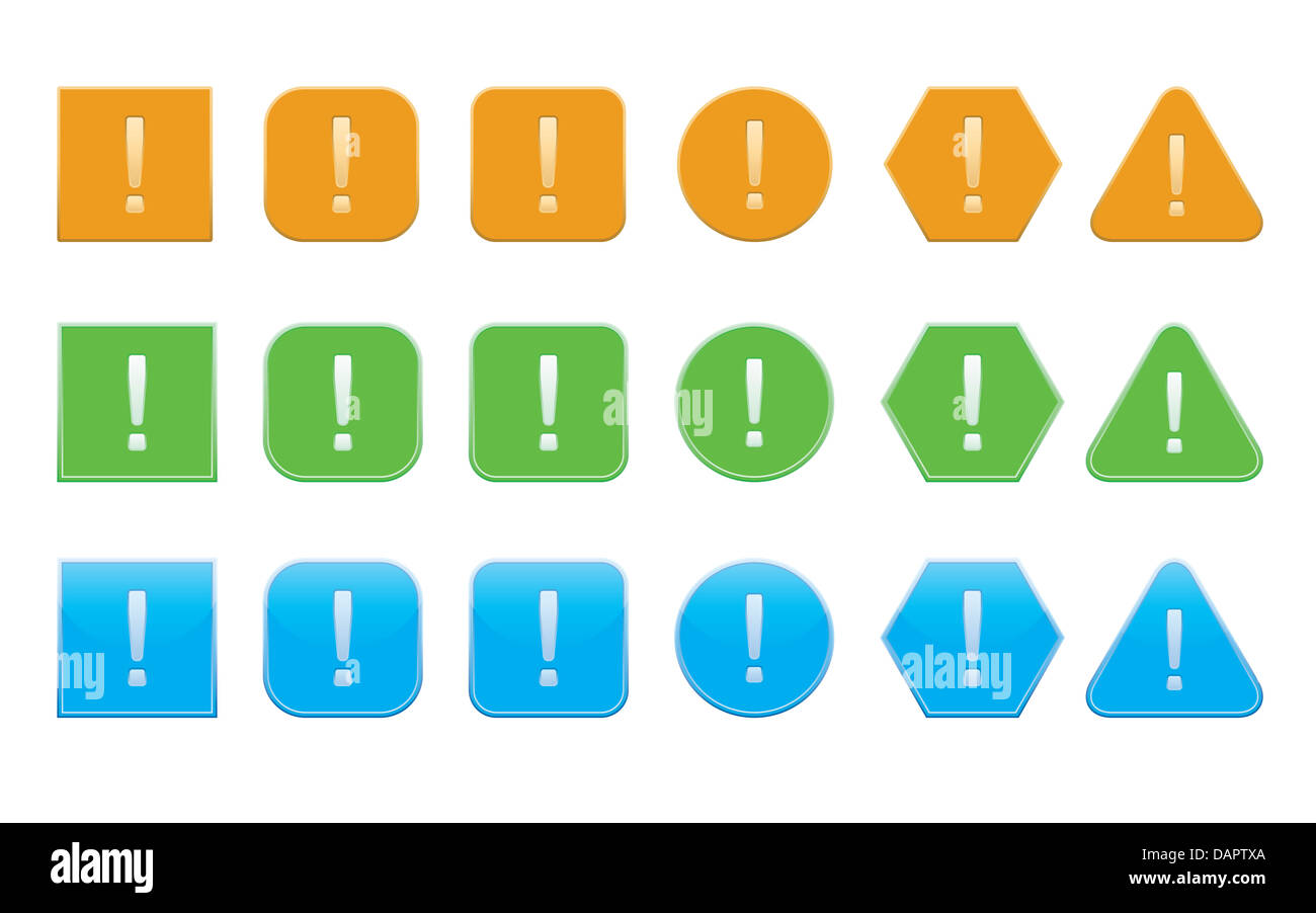 set of exclamation mark icons of different shape Stock Photo - Alamy
